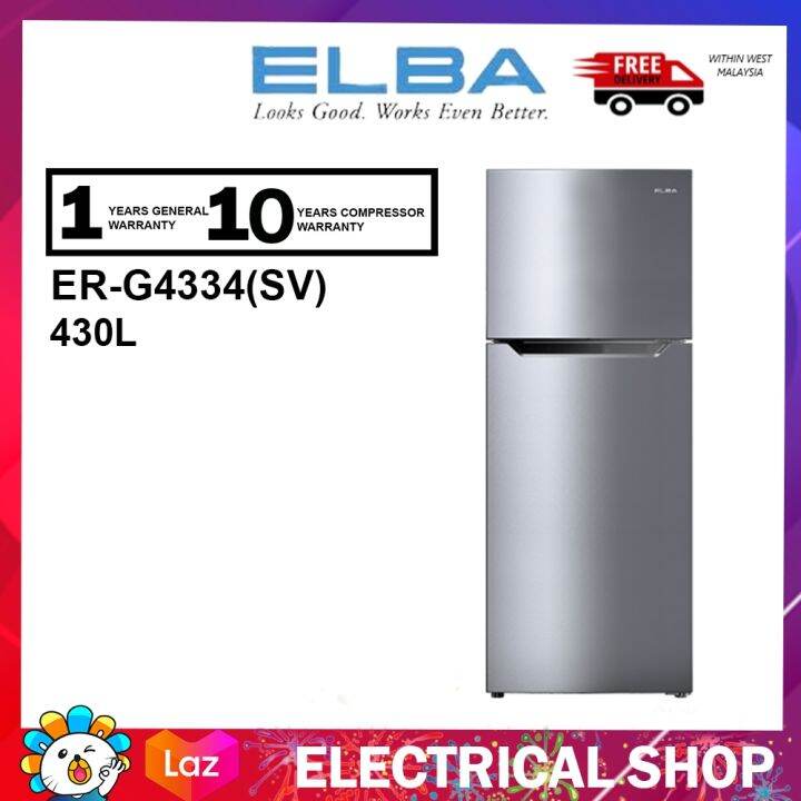 {FREE SHIPPING} Elba 430L Fridge ULTIMO ER-G4334(SV) 2 Door ...