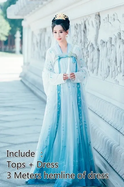 Tang Dynasty Ancient Costume Hanfu Dress Women Folk Dance Clothing Chinese Traditional Fairy ...