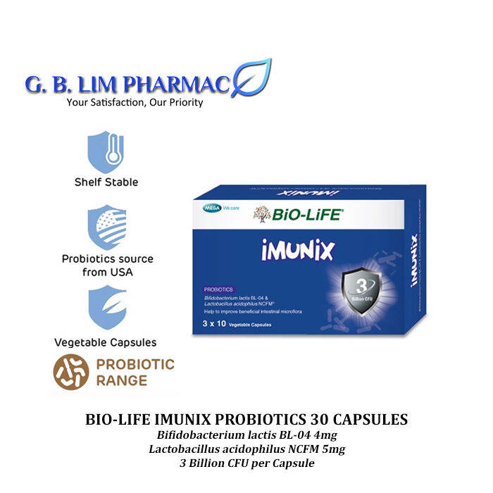 Bio-Life Imunix Probiotics 3 Billion CFU 30 vegetable capsules (EXP: 31 ...