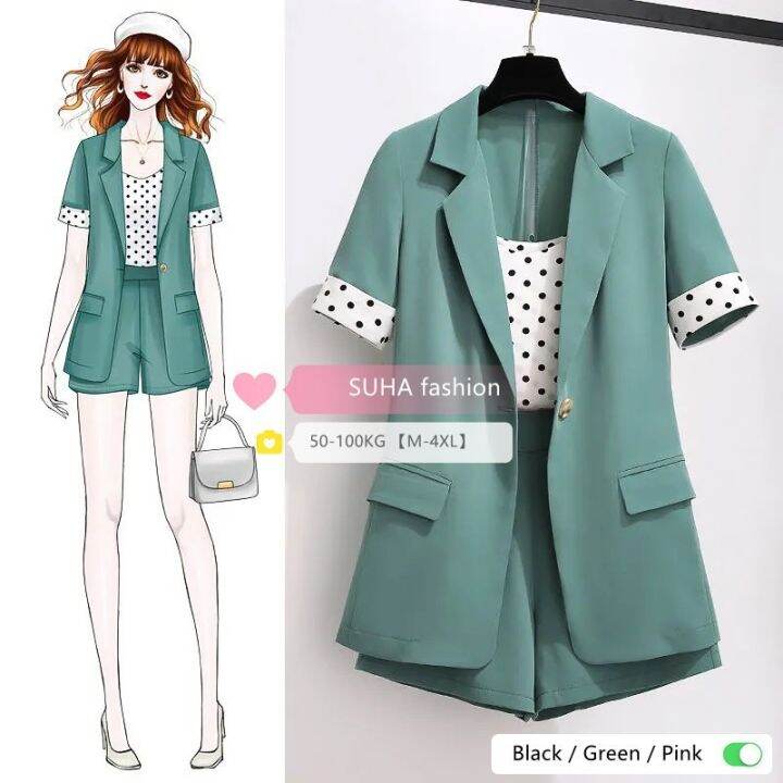 Suha 3 In 1 Terno Set Summer Korean Beach Outfit Coordinates Plus Size