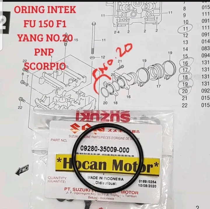 ORING INTEK MANIPUL KARBURATOR SATRIA FU 150 F1 INJEKSI GSX 150 R DAN S PNP SCORPIO ASLI SUZUKI ...