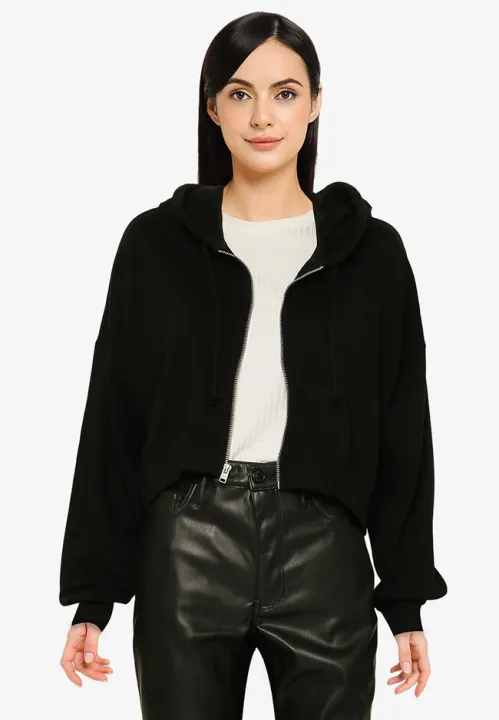Hollister Women's Easy Min Branded Zip Hoodie - Black | Lazada PH