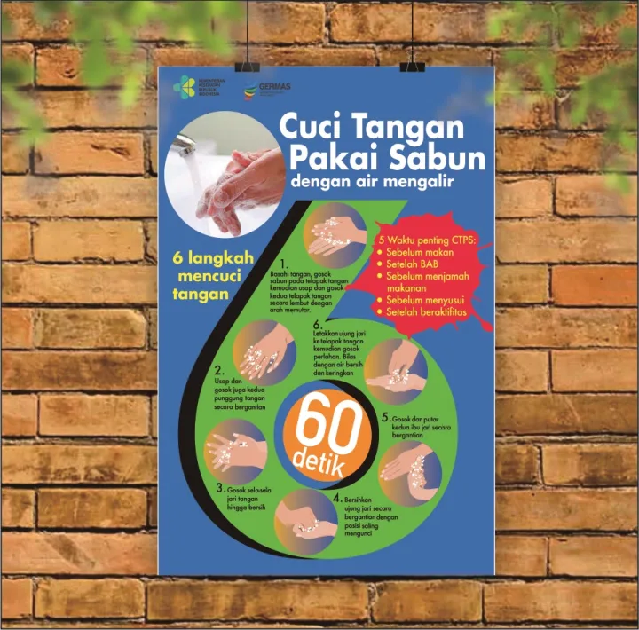 Poster kesehatan Cuci tangan pakai sabun | Lazada Indonesia