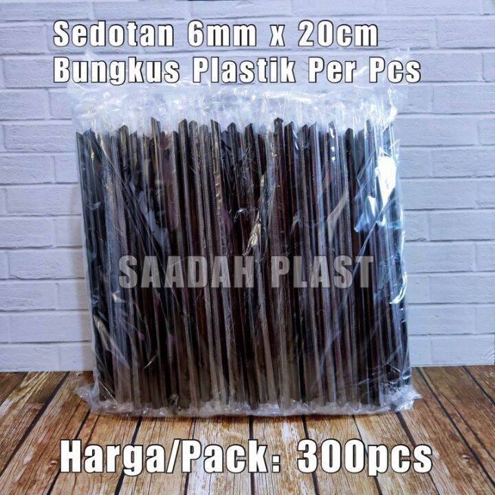 (ISI 300) Sedotan 6mm x 20cm Steril Runcing Hitam Higienis - 6ml Straw ...