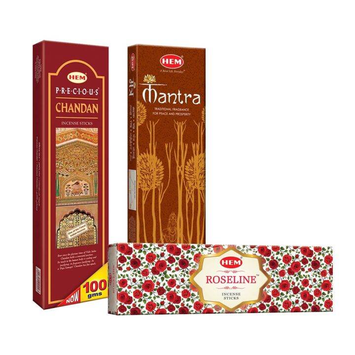 HEM Precious Incense Sticks, Pack Contains 3 Fragrance Roseline 70g ...