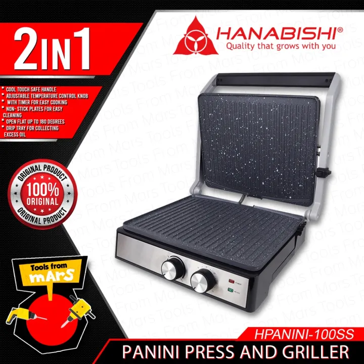 HANABISHI 2 IN 1 Panini Press and Griller HPANINI100SS •TOOLS FROM MARS• | Lazada PH
