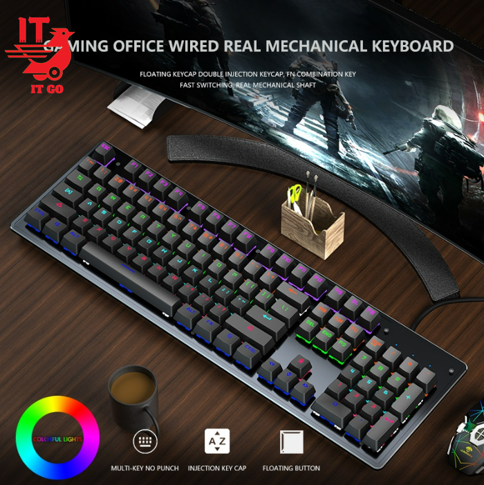 IT GO K880 mechanical keyboard electronic competition game green axis wired mechanical keyboard ...