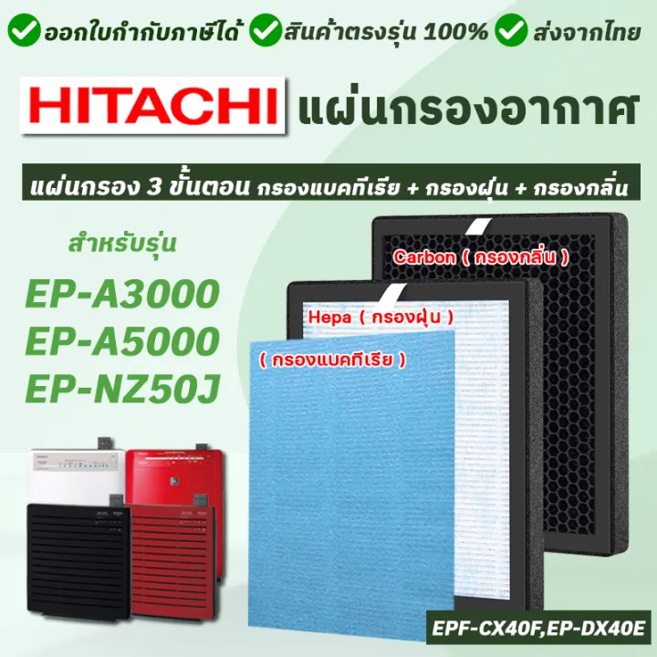 แผ่นกรองเครื่องฟอกอากาศ Hitachi รุ่น EP-A3000, EP-A5000, EP-NZ50J (แผ่นกรอง รุ่น EPF-CX40F, EP ...