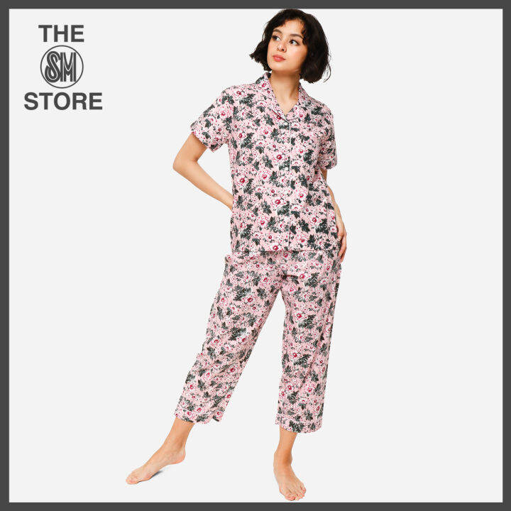 Baleno Sleepwear Ladies’ Floral Button-Down Top and Pajama Pants Set in ...