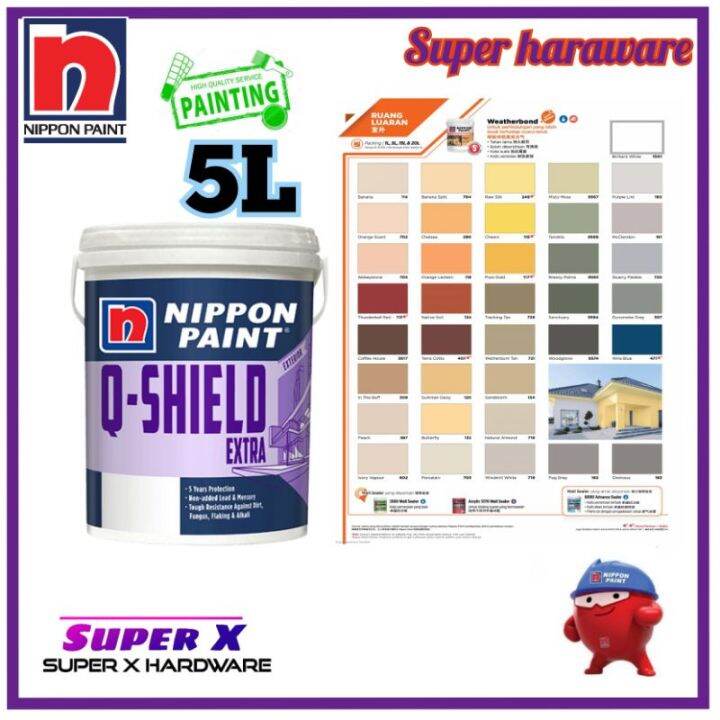 Nippon Q-Shield Extra Paint Exterior Cat Luar Dinding 5L | Lazada