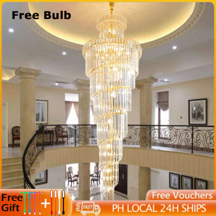 [3 Colors] Lamp Body Crystal Large Chandelier Duplex Staircase ...