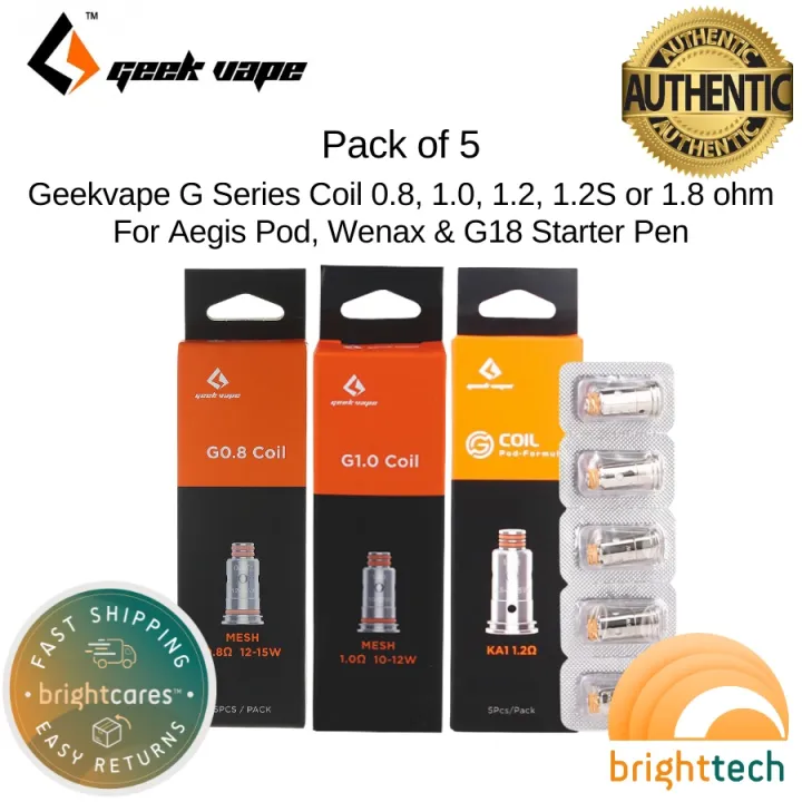 coil Geekvape Aegis Pod Wenax G18 Coil Replacement G Series 0.8 1.0 1.2 ...