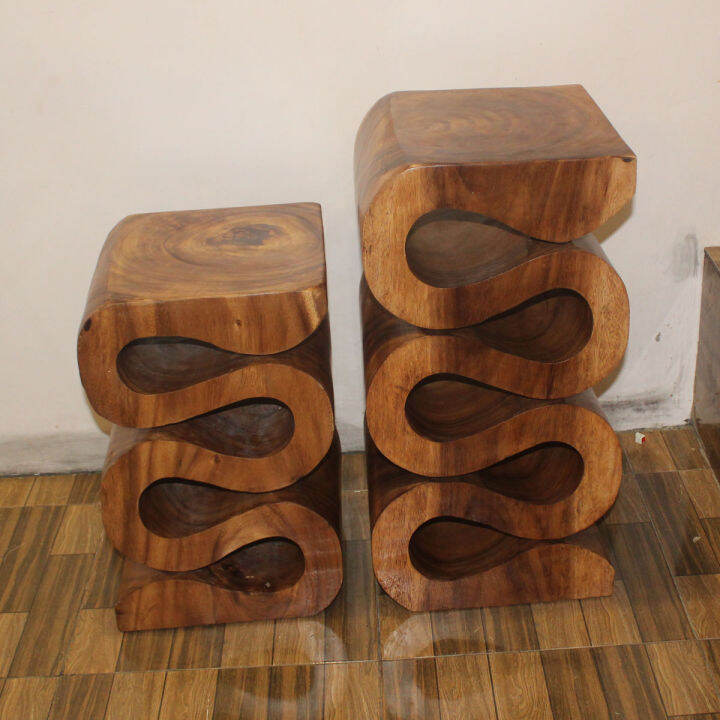 Wooden Stool Spiral, S shaped, Snake Shaped Stool 12x18 inches / 12x24 ...