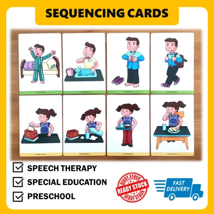 Sequencing Cards 4 step 5 step Speech Therapy Speech Delay Story Cards ...