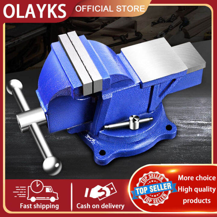 Heavy Duty Steel Swivel Bench Vise 360° Rotating Cast Iron Bench Vise Heavy Duty with Anvil 4" 5 ...
