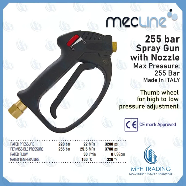 Mecline by Tecomec 255 Bar Italy High Pressure Spray Gun 12" with ...
