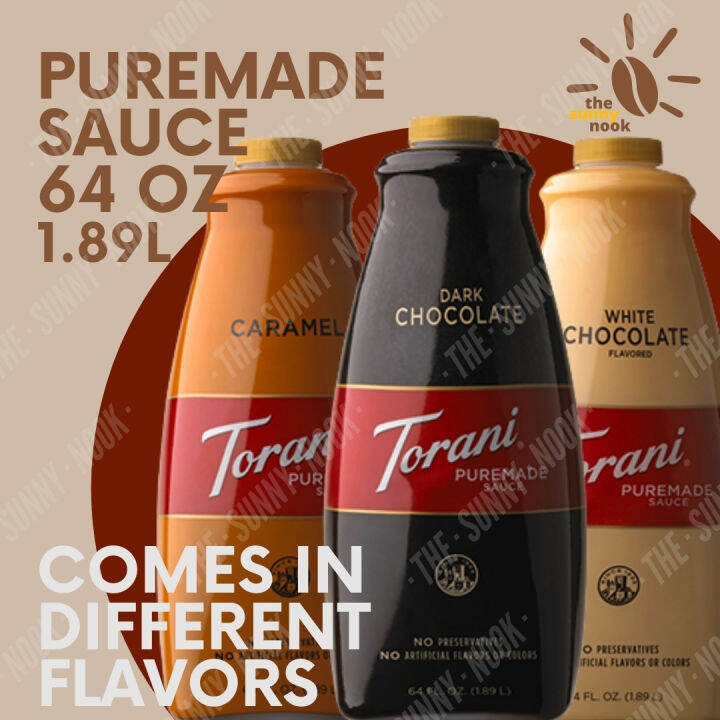 Torani Coffee Sauces (64 oz ~ 1.89L) in Caramel, Dark Chocolate, and ...