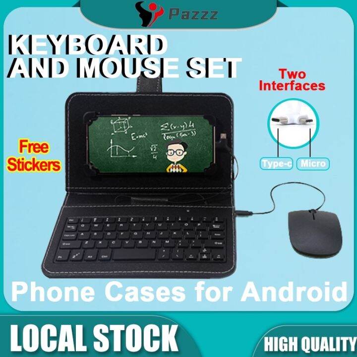 Portable Type-C/Micro-Usb Wired Keyboard Mouse Set with Leather Cover ...