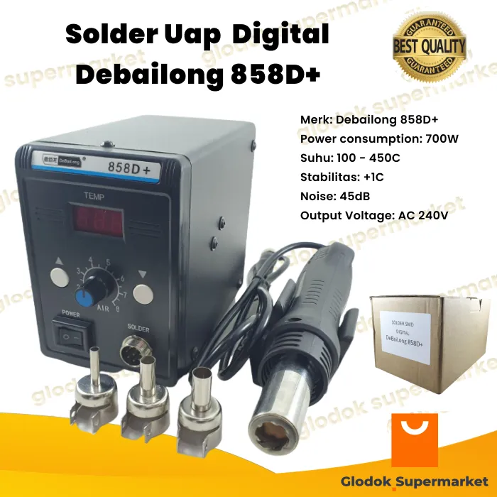 Solder Uap Digital Debailong 858D+ Blower Uap SMD Hot Air 858D | Lazada Indonesia