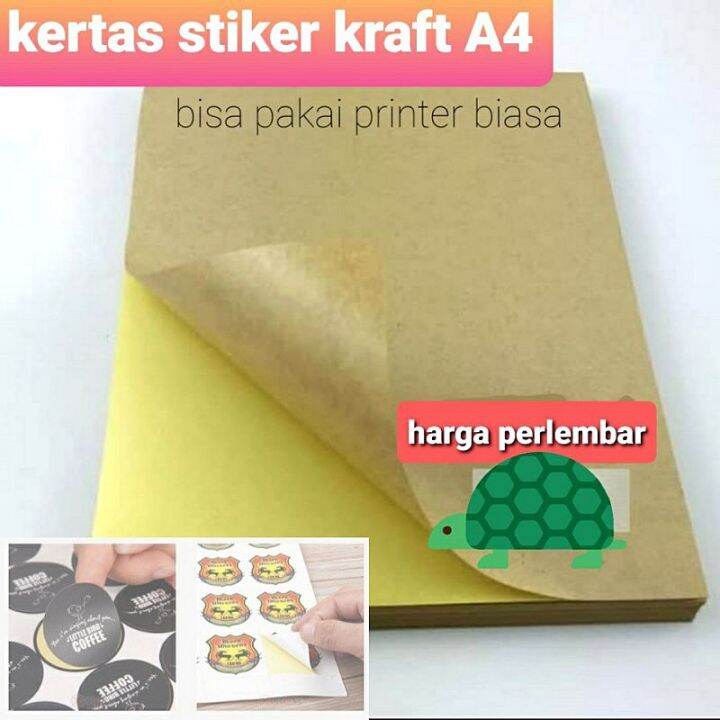 Kertas Stiker Label Kraft Coklat F4 Cetak Logo Poster Print Sendiri ...