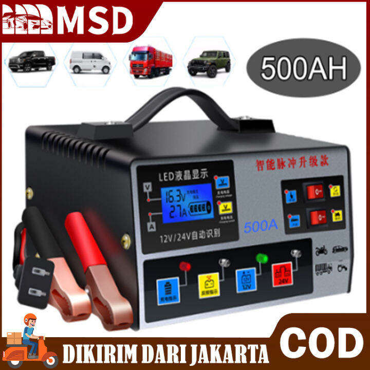 220W 400AH Charger Aki 12V/24V Otomatis Smart Intelligent Auto Repair Cas Aki Mobil Dan Motor ...