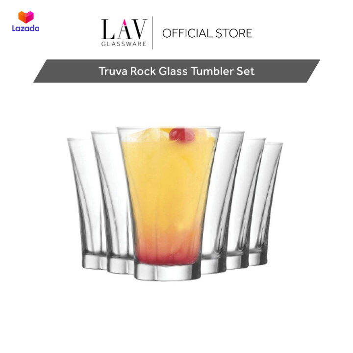 Lav 6 Piece Rock Glass Tumbler Set 9 12 Oz Cold Beverages Whiskey And Water Truva