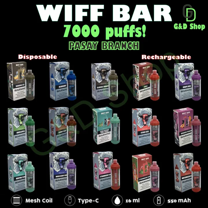 (FAST DELIVERY) WIFF BAR 7000 PUFFS Disposable Vape Rechargeable 550mAh ...