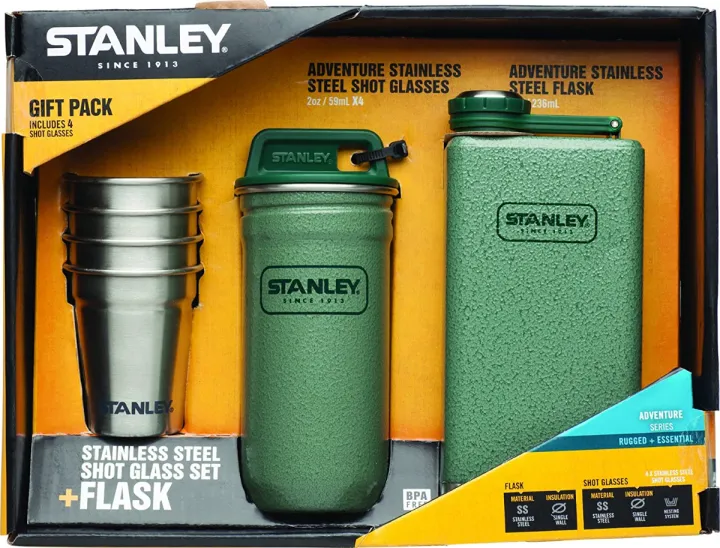 Stanley Adventure Stainless Steel Shots + 8oz Flask Gift Set Hammertone ...