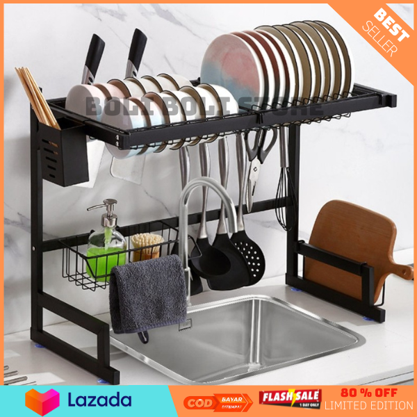 Rak Dapur Stainless Hitam Rak Wastafel Rak Piring Dan Peralatan Dapur ...