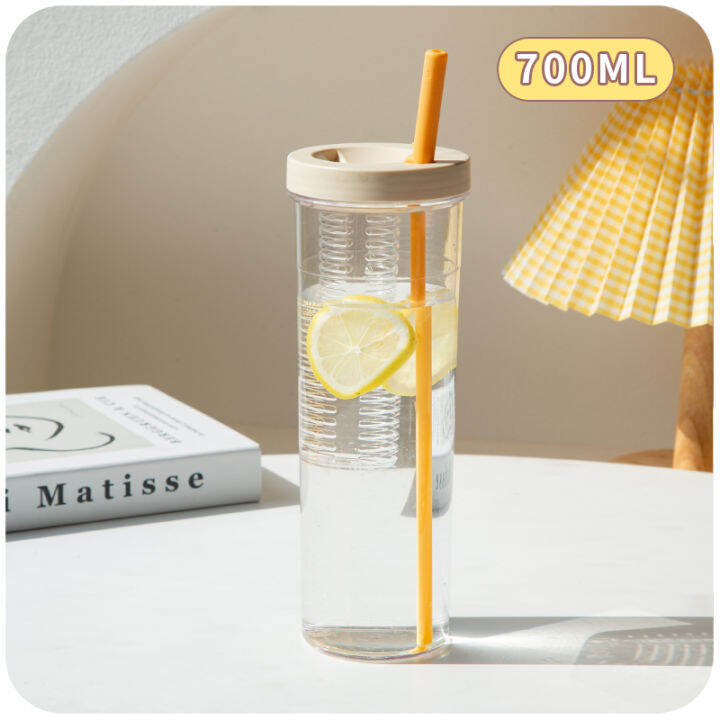 Hard Plastic Cup With Straw And Lid Bubble Tea Reusable Cup Transparent ...