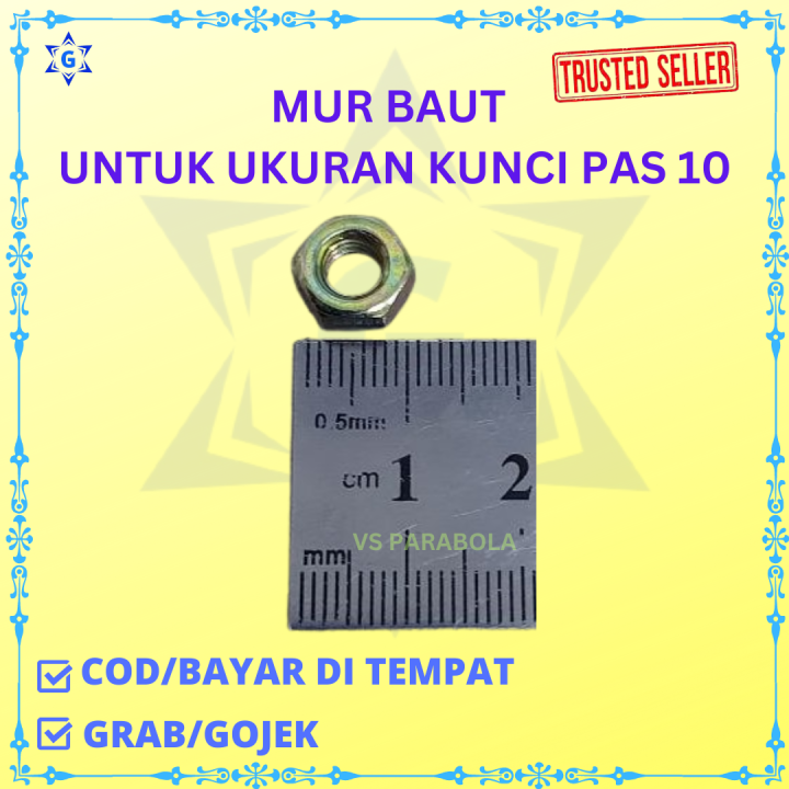 2BH MUR BAUT ULIR 6MM (UKURAN KUNCI PAS 10) UNTUK PARABOLA | Lazada ...