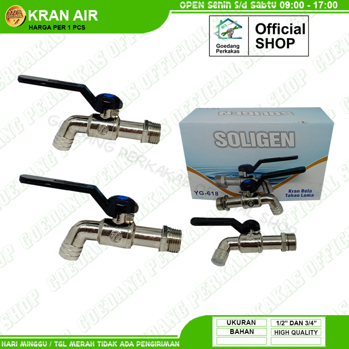Kran Tembok Besi Gagang Panjang Hitam YG-618 Soligen Keran Air | Lazada ...