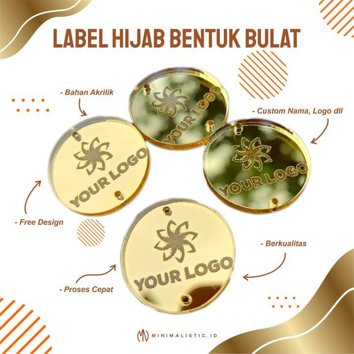 Paket 30pcs Label Hijab Akrilik Lebel Hijab Label Custom Pin Hijab ...