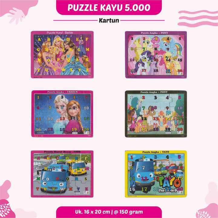 Puzzle Kayu Edukasi Anak Obral Seri Angka Barbie / Angka Pony / Angka ...