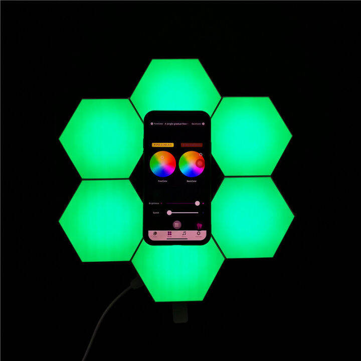 Nano Leaf Lights Wall Stitch RGB Bluetooth APP Control Honeycomb ...