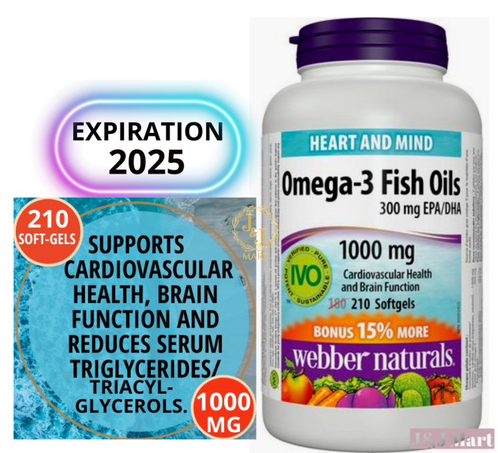 Webber Naturals Omega-3 Fish Oils 300 mg EPA/DHA 1000 mg 210 soft-gel | Lazada PH