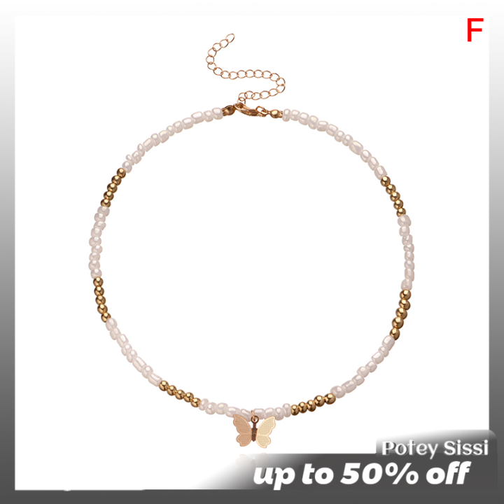 Potey สร้อยโชคเกอร์ลูกปัดรูปดาวผีเสื้อขนาดเล็กหลากสีสร้อยคอ ...