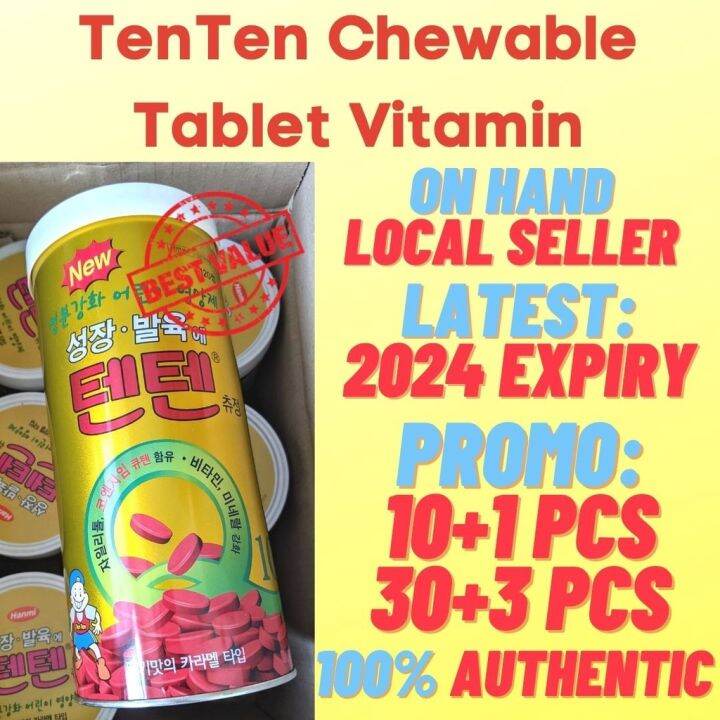 Tenten Chewable Tablet Vitamin 10 30 PCs Growth Korea Korean Adult Kids ...