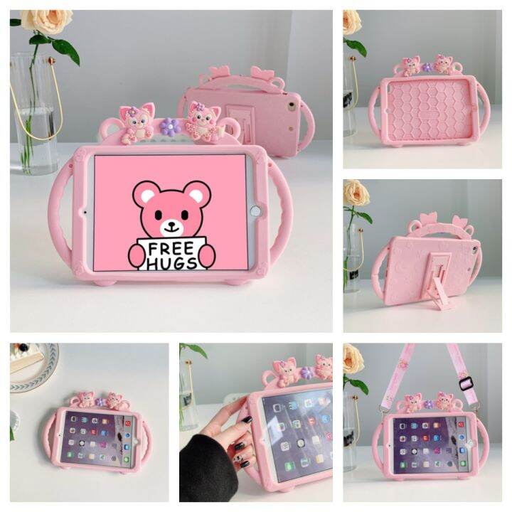 Cute Pink Cat Kids Tablet Case For iPad 10.2 7th 8th 9th 9.7 5th 6th ...