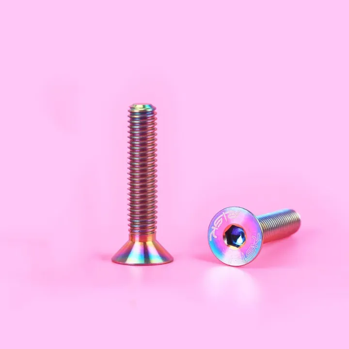 RISK 1PCS/lot M6*30mm Titanium Bicycle Stigma Bolts MTB Bike Flat-head Bolts Mountain Bicycle ...