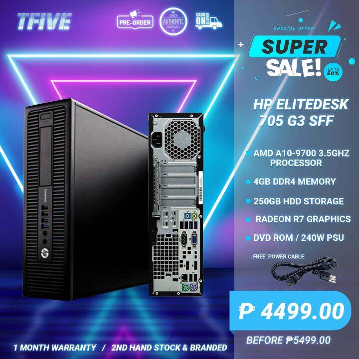 HP ELITEDESK 705 G3 SFF AMD A10 9700 3.5GHZ PROCESSOR 4GB RAM 250GB ...