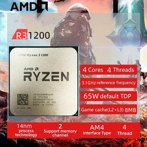 AMD Ryzen 3 1200 r3 1200 3.1 ghz quad-core processador cpu quad-thread ...