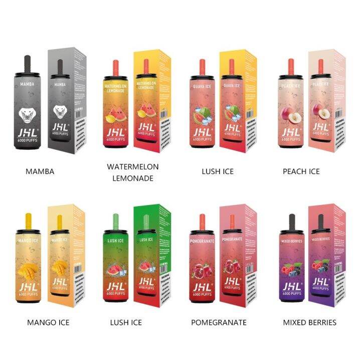 JHL 6000 Puffs Kit Vape Pen Rechargeable Battery 600 mAh Type-C Port 5% ...