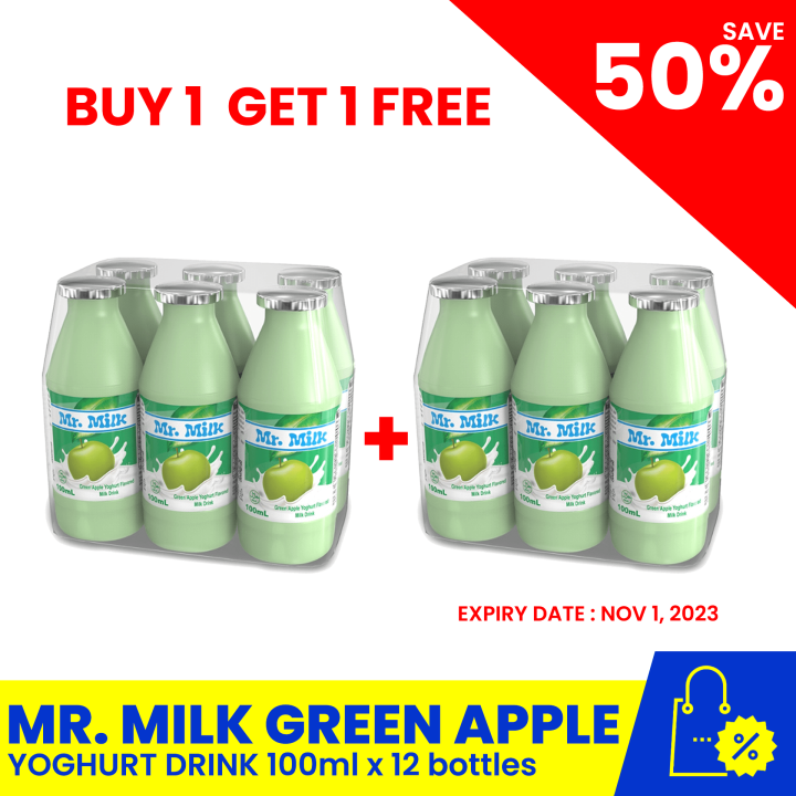 BUY 1 TAKE 1: MR. MILK Green Apple Yoghurt Drink 100ml (Expiry Date ...