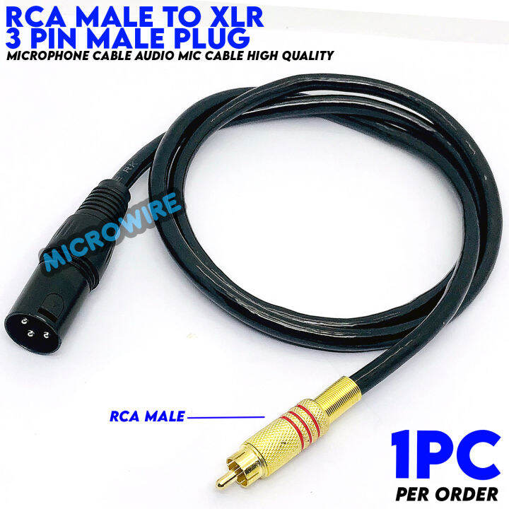 RCA Male to XLR Male Microphone Cable Audio Mic Cable High Quality (1 ...