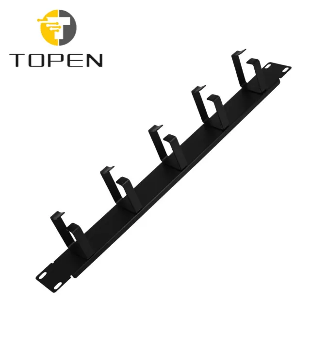 TOPEN 1U 5 D-Ring Cable Manager - 19 Inch Horizontal Rack Mount Metal ...