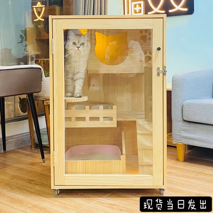 Cat Villa Solid Wood Cat Cage Cat Nest Cattery Cat Display Cabinet Cat
