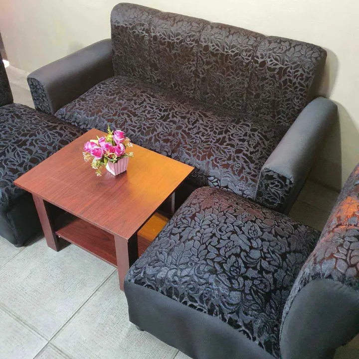 sala set black velvet with center table | Lazada PH