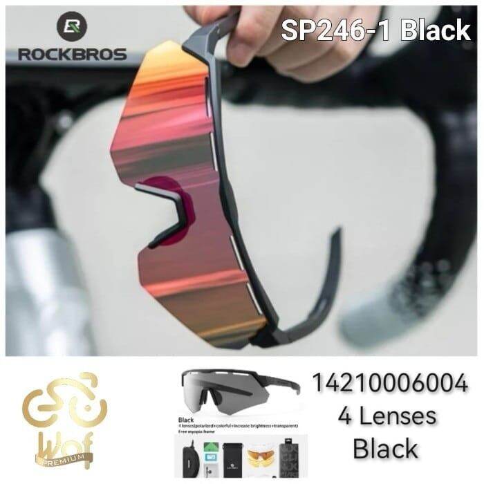 ROCKBROS SP246-1 Black 4 Lensa Kacamata Sepeda Sunglasses 14210006004 | Lazada Indonesia