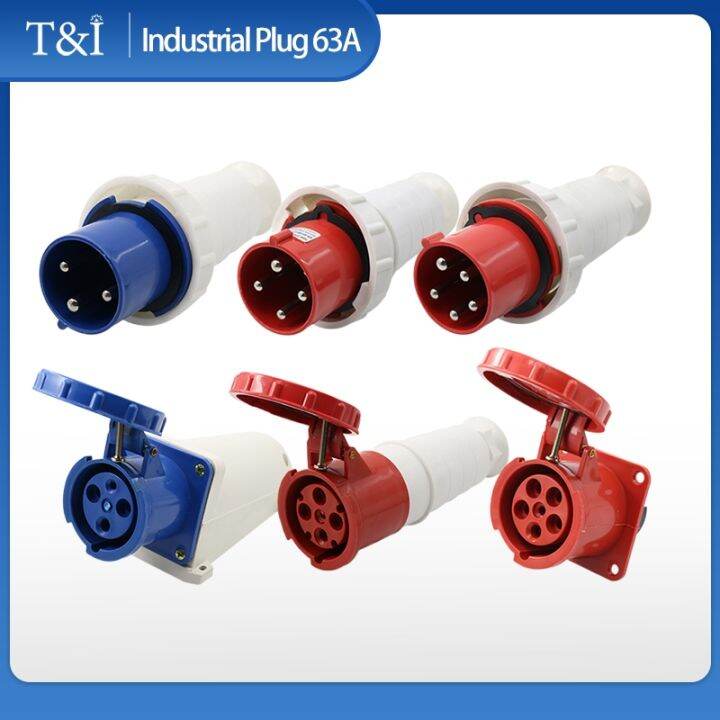 卐 Waterproof Industrial Plug Wall Mounted 3 4 5 Pin Dustproof Socket ...